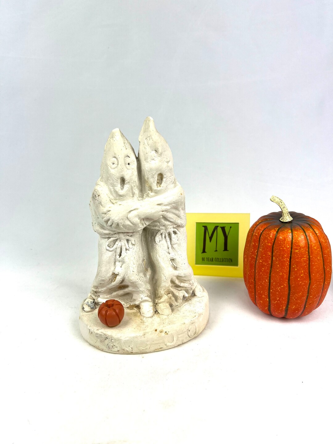 Vintage Bisque Screaming Ghosts With Pumpkin Figurine - Halloween Decor ...
