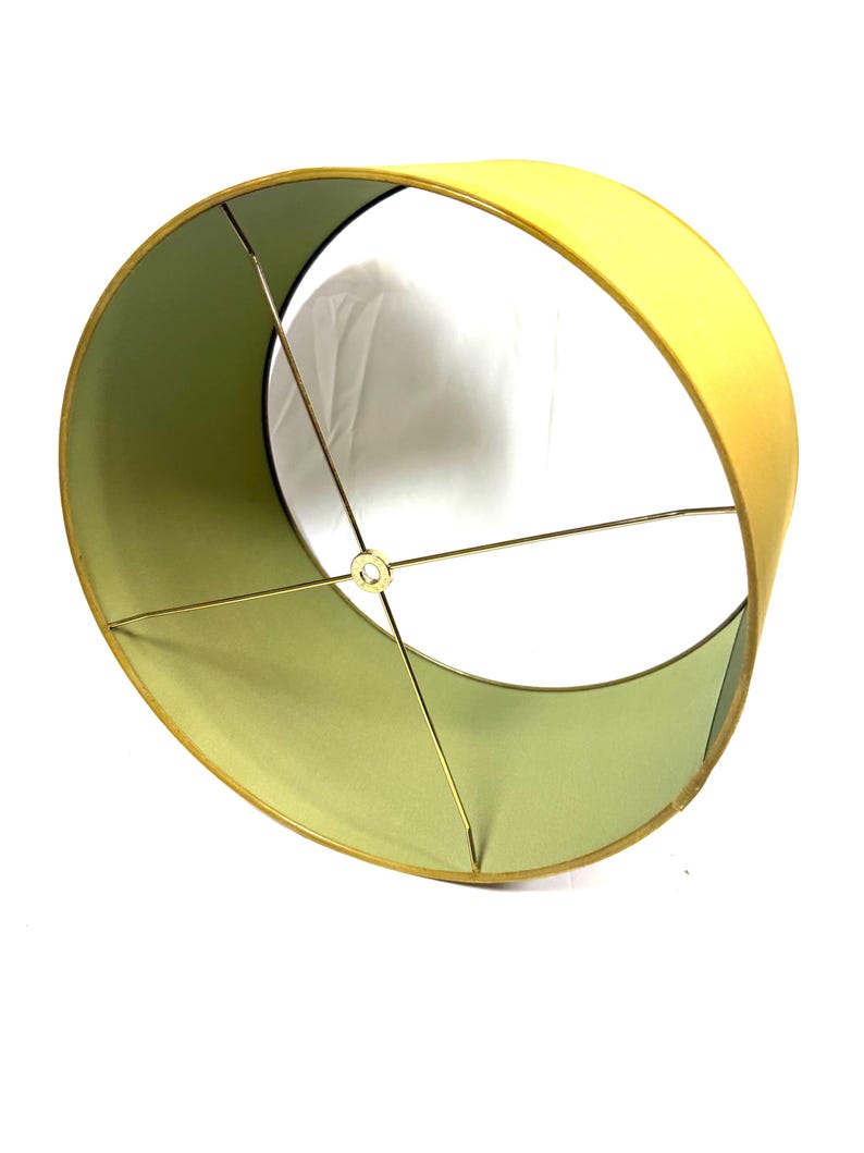 Vintage Mustard Yellow Drum Lamp Shade Mid Century Modern Table Floor ...