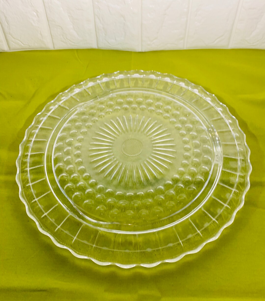 Vintage Glass Serving Platter Footed Glass Plate Appetizer Tray Hors D ...
