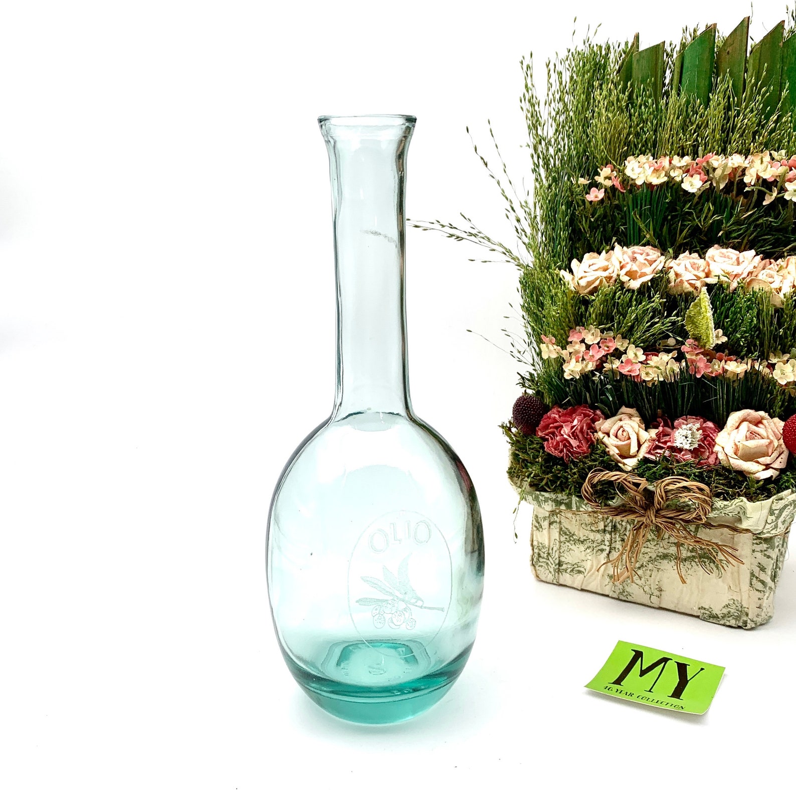 Beautiful Large Art Glass Blue Tint Olive Oil Dispenser Glass - Etsy