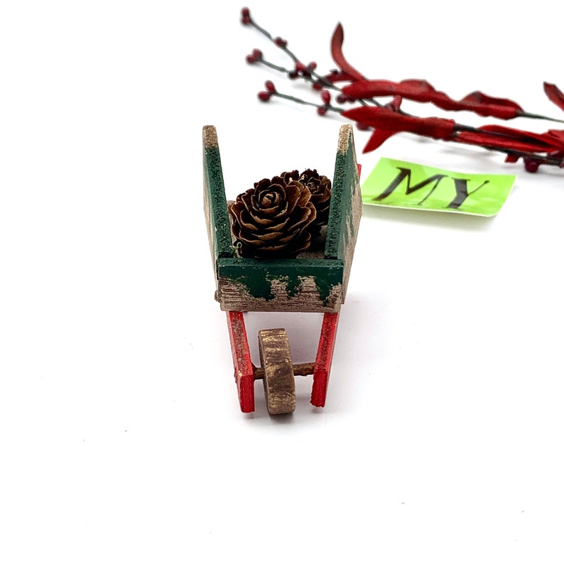 Vintage Handmade Dollhouse Christmas Wheelbarrow With 2 Mini - Etsy