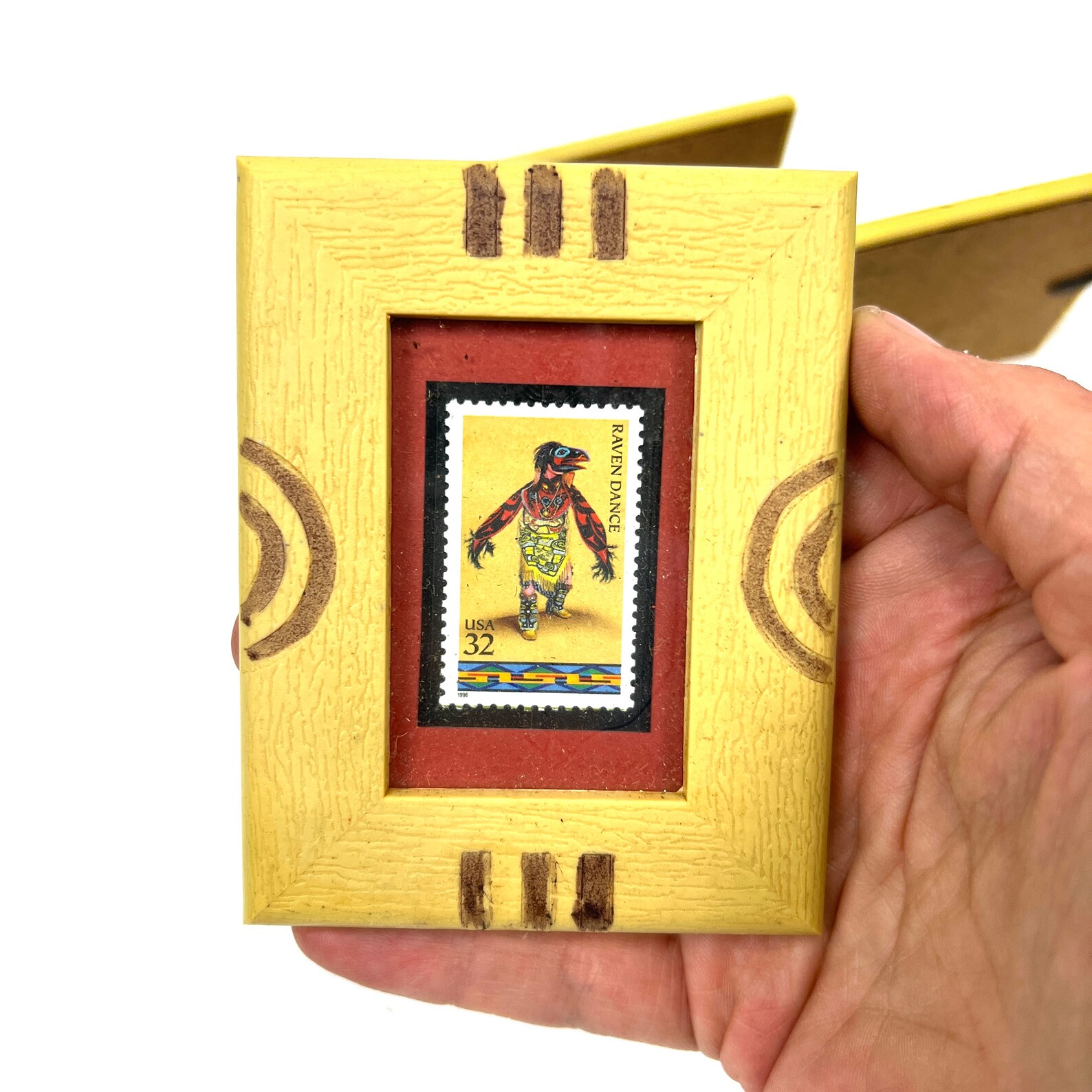 Four Vintage Indigenous People Stamps Framed Folk Art Wooden - Etsy