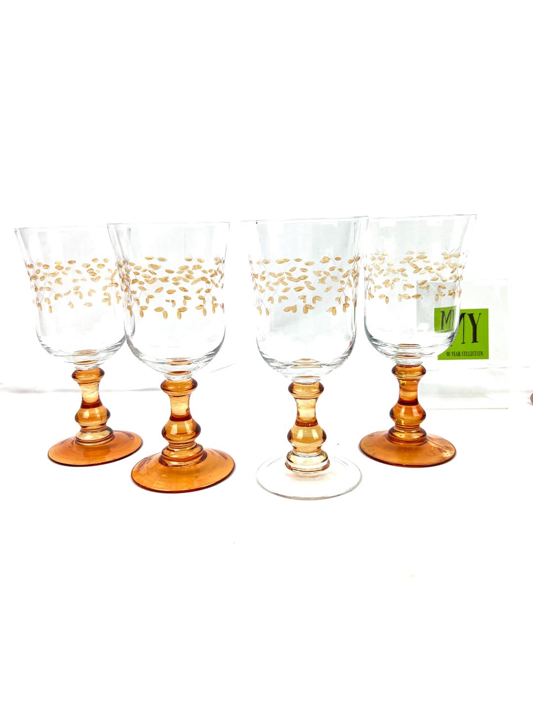 Vintage Studio Nova Mirella Amber Water Goblets - Set of 4 - Etsy