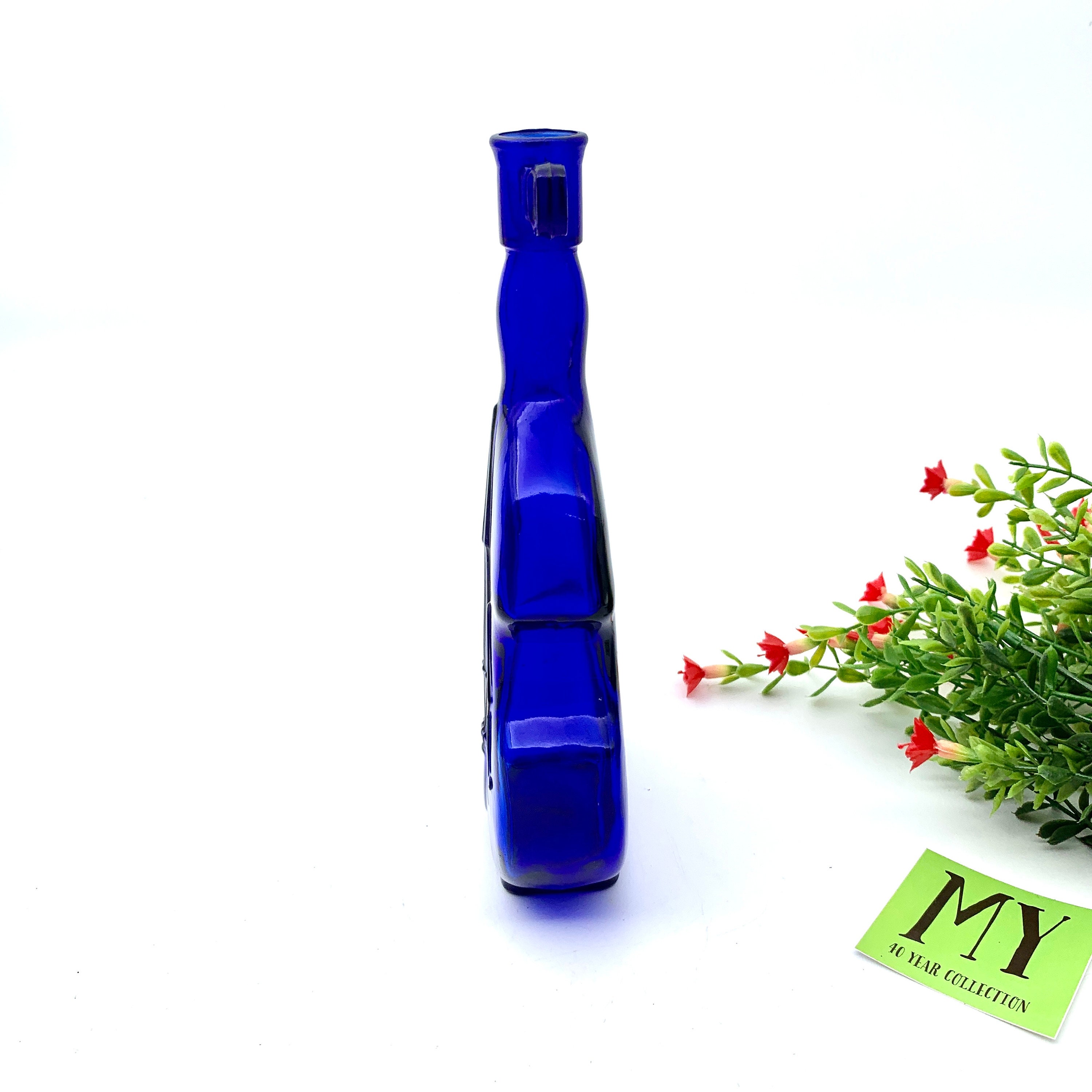Vintage Cobalt Blue Glass Bottle Cello Shaped Bottle Violin - Etsy