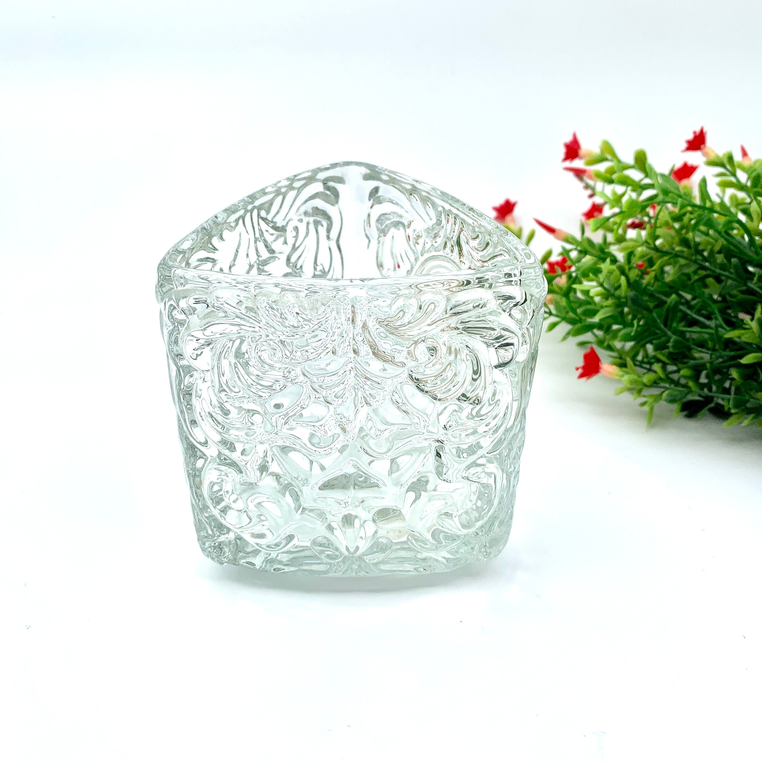 Vintage Avon Crystal Collection Embossed Triangle Votive | Etsy