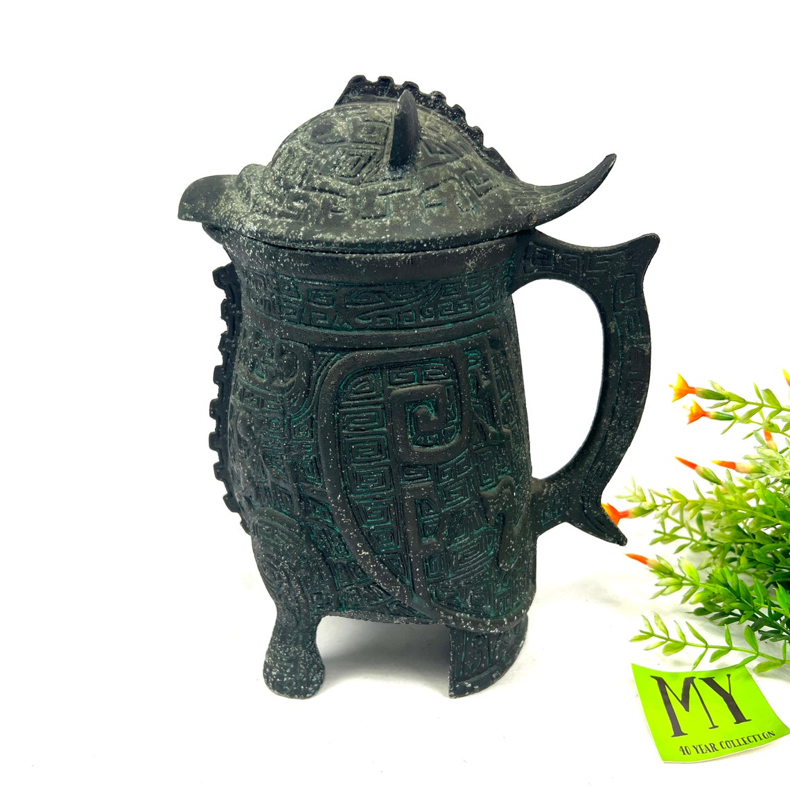 Vintage Bronzed Owl Pitcher: James Mont Inspired Shiang Dynasty Decor ...