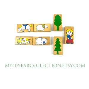 Vintage Farm Animal Wooden Blocks: Toddler Learning Toy, Craft Supply ...
