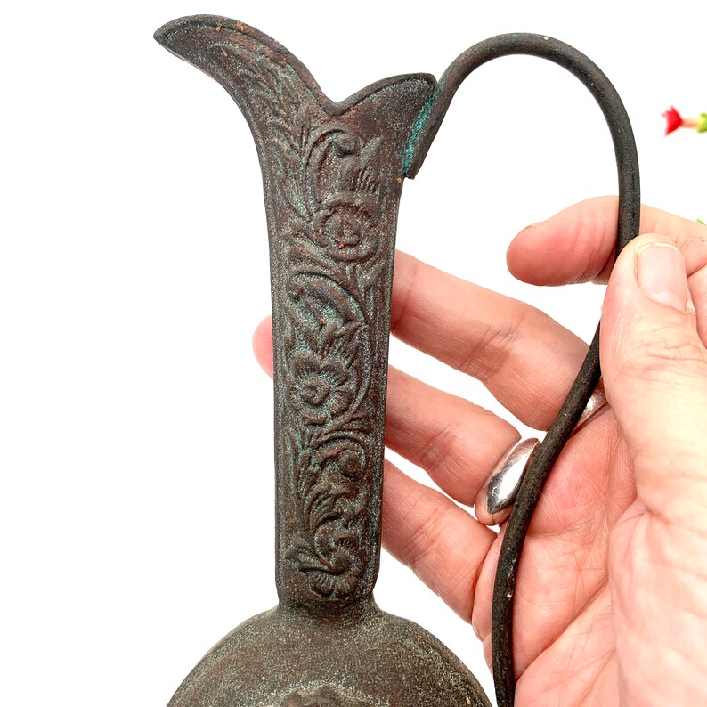 Antique Brass Embossed Jug Floral Embossed Pitcher Tall Skinny - Etsy