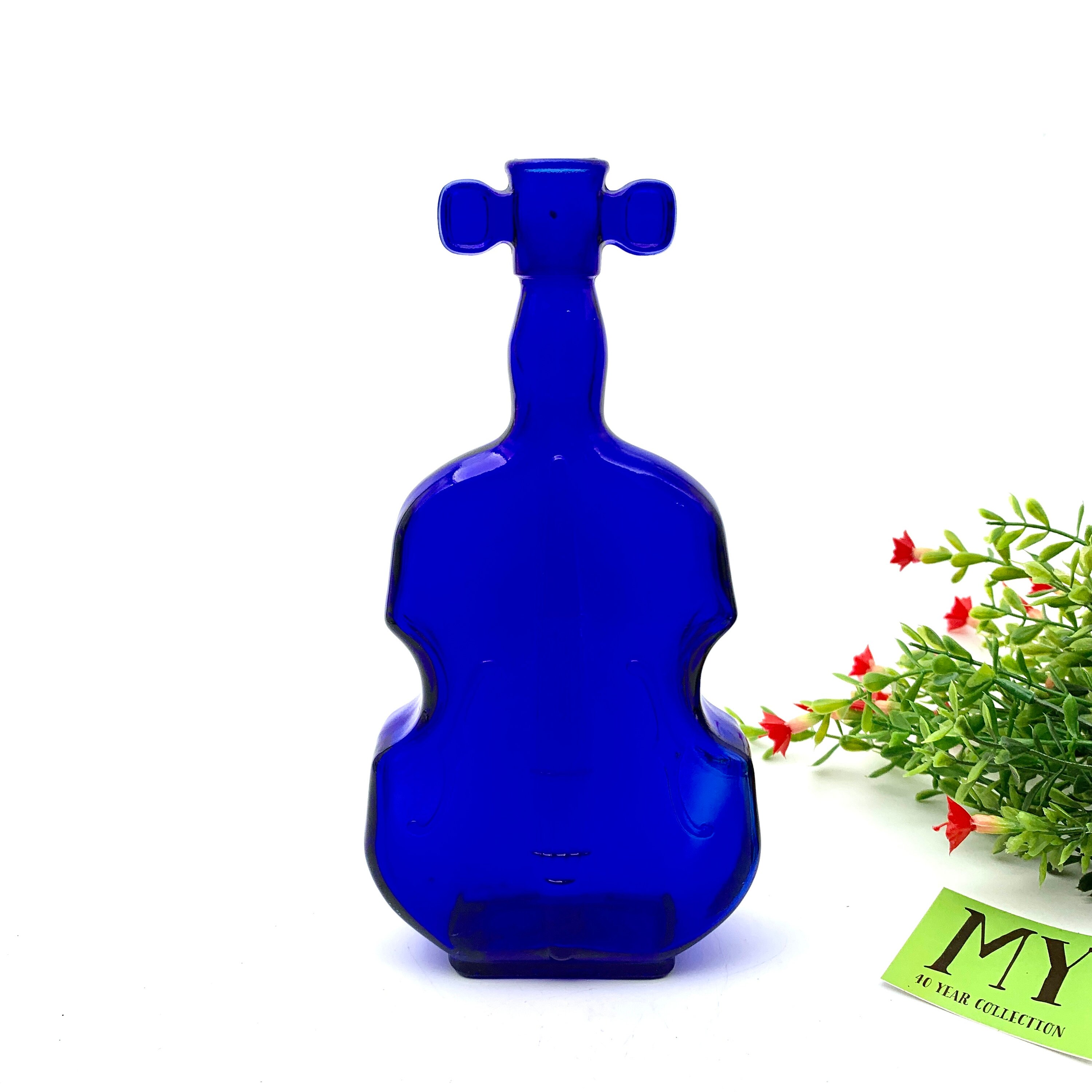 Vintage Cobalt Blue Glass Bottle Cello Shaped Bottle Violin - Etsy