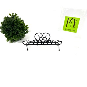 Vintage Metal Black Wrought Iron Heart and Scroll Business Card Holder ...