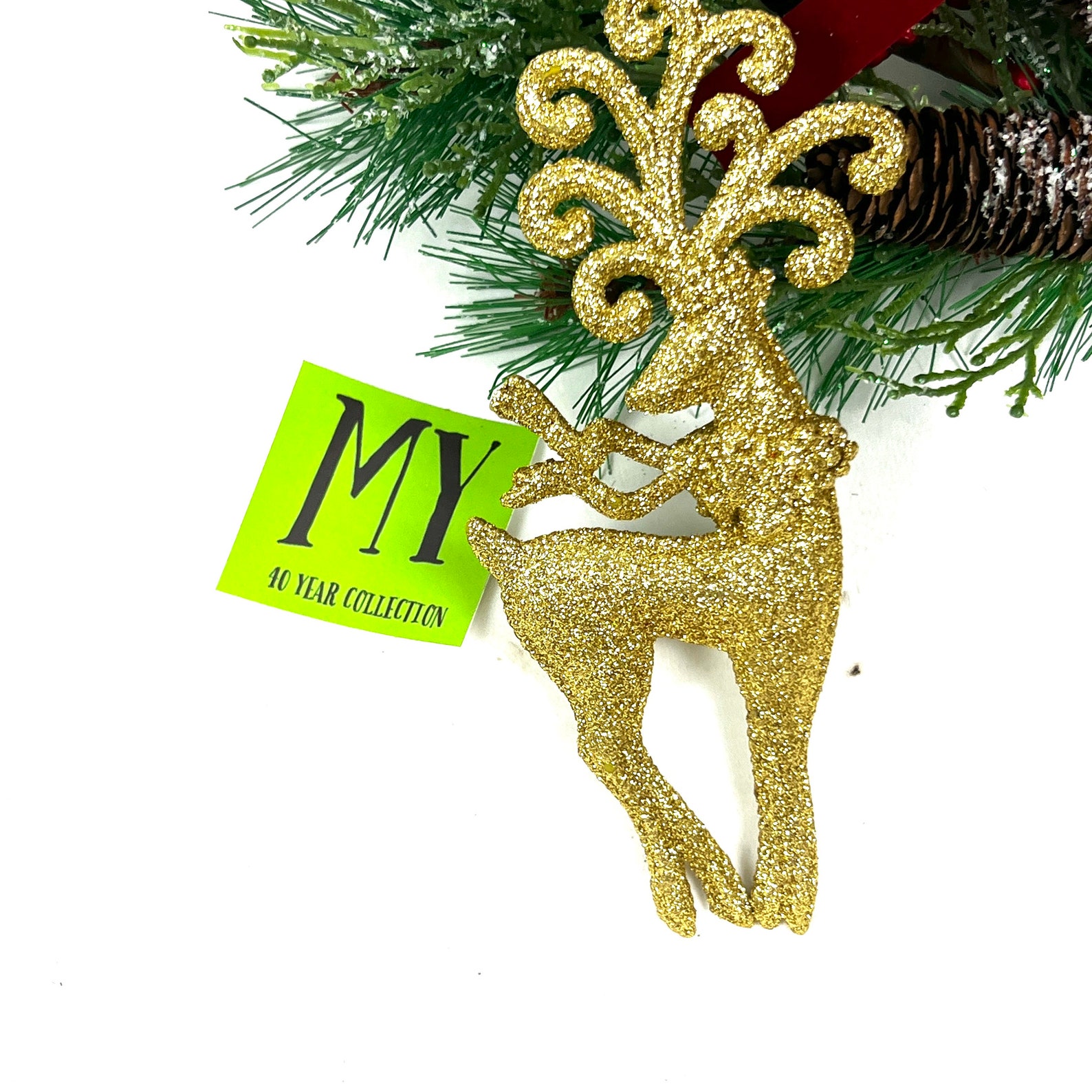 Vintage Gold Sparkle Scroll Horns Reindeer With Shawl Ornament ...