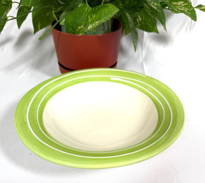 Vintage Amertoneware Mallory Green Rim Serving Bowl Mid Century Modern ...