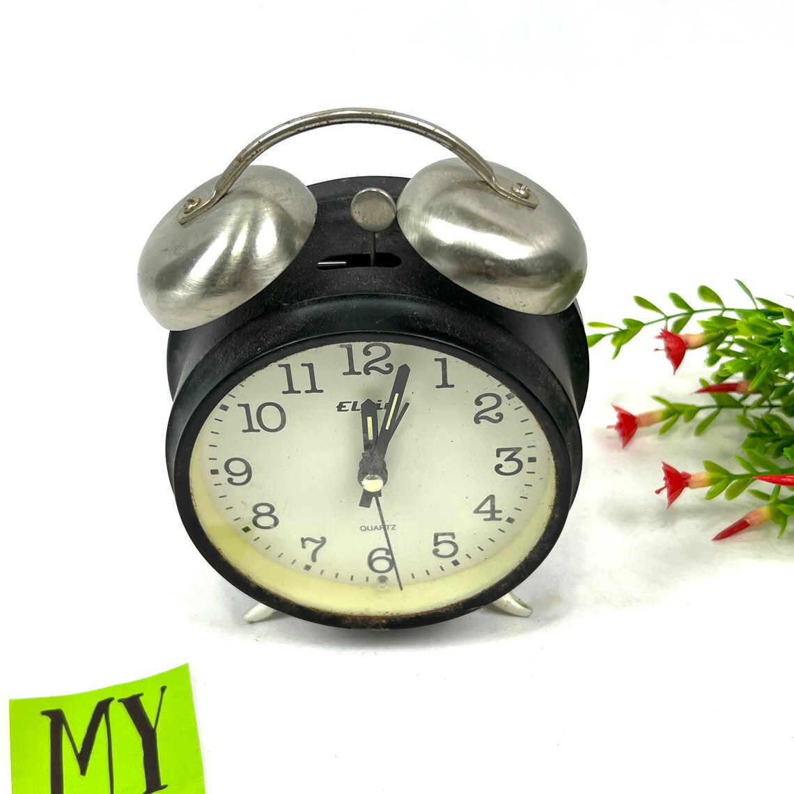 Vintage Elgin Round Ringing Alarm Clock Retro Black and - Etsy