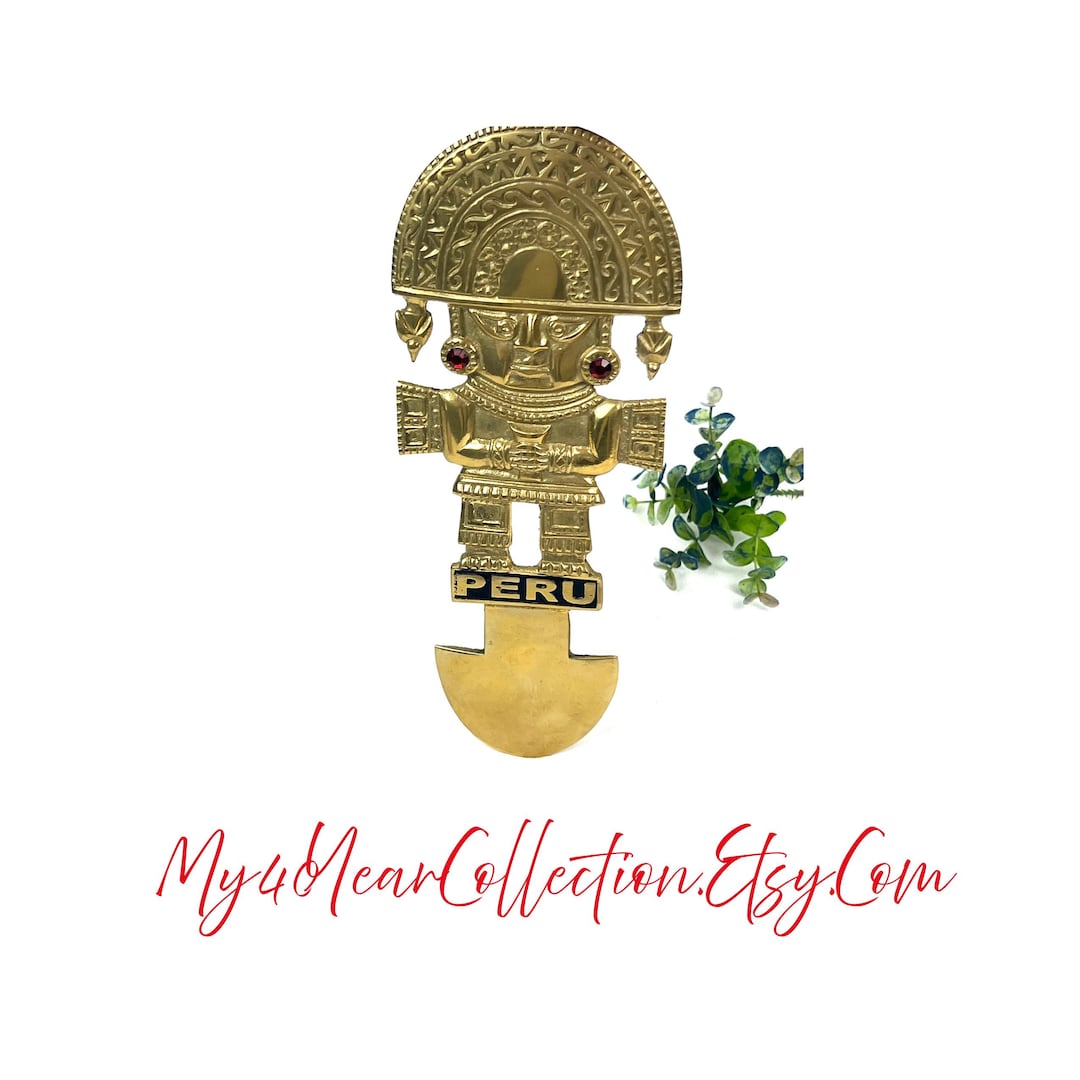 Vintage Brass Wall Decor - Tumi - Inca God Deity Peruvian Ritual Wall ...