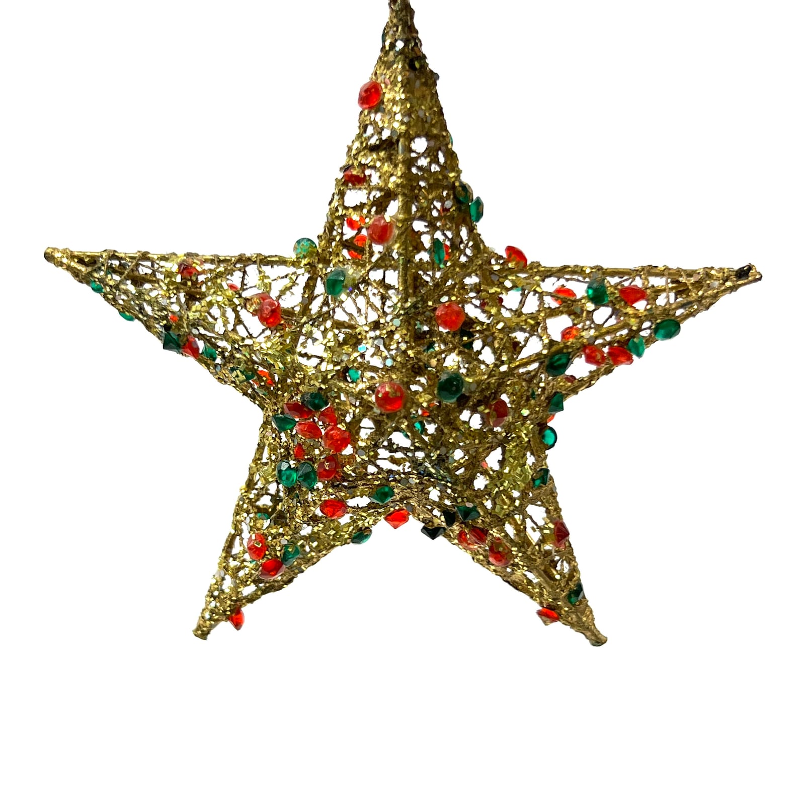 Vintage Gold Color Metal Beaded Wire Star Ornament Red Green - Etsy