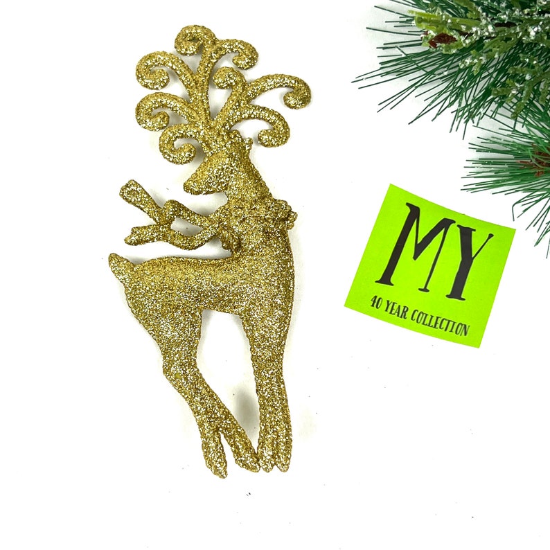 Vintage Gold Sparkle Scroll Horns Reindeer With Shawl Ornament ...