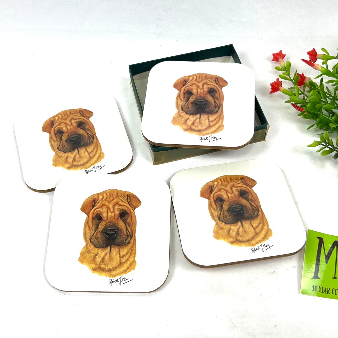 Vintage Robert J May Sher Pei Dog Coasters: Set of 4 Cork-backed - Etsy