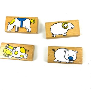 Vintage Farm Animal Wooden Blocks: Toddler Learning Toy, Craft Supply ...
