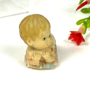 Vintage Baby Figurine - Baby in Diaper With Pacifier Holding Bottle ...