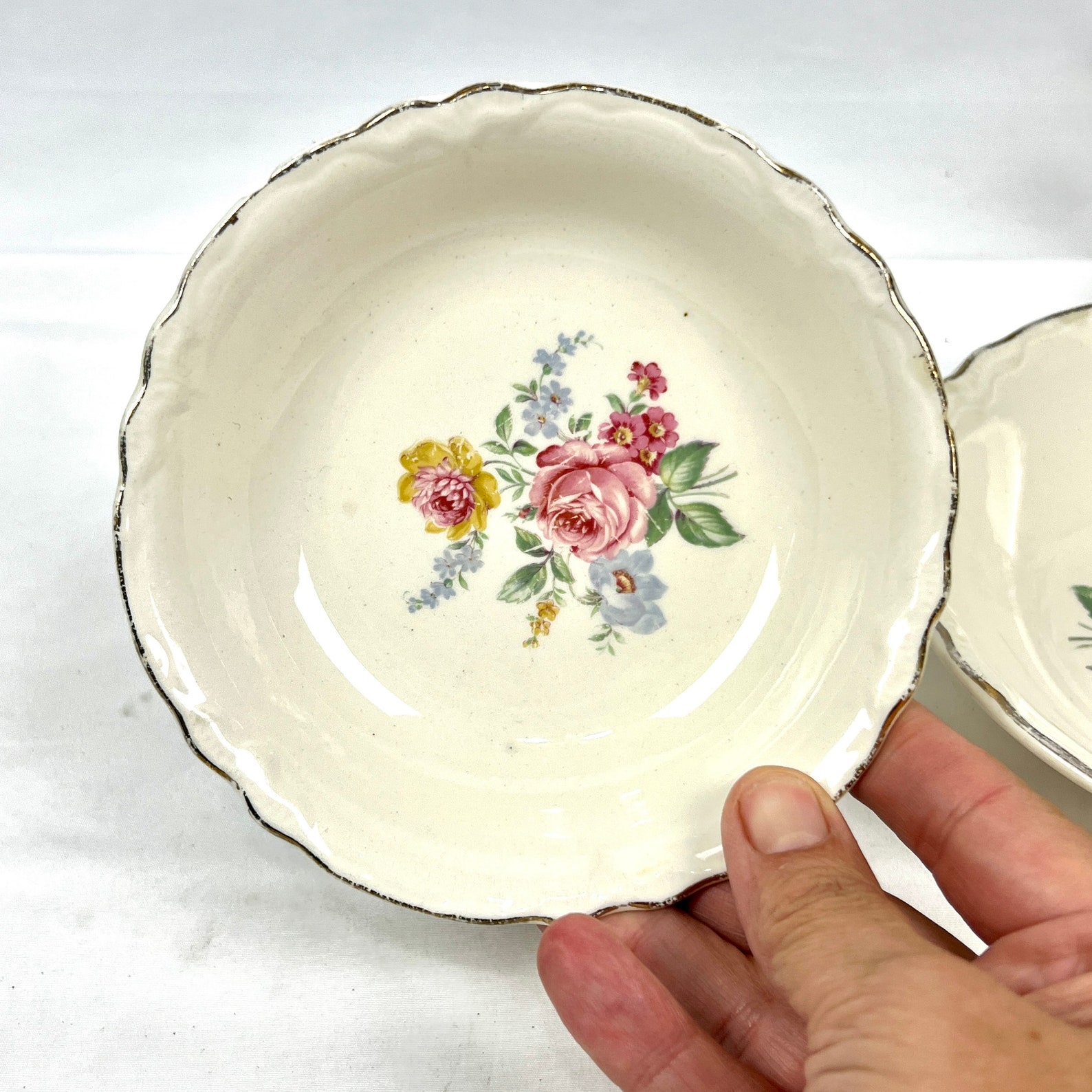 Vintage Pair of SCIO Hazel Bowls Ironstone Flowers Scalloped - Etsy