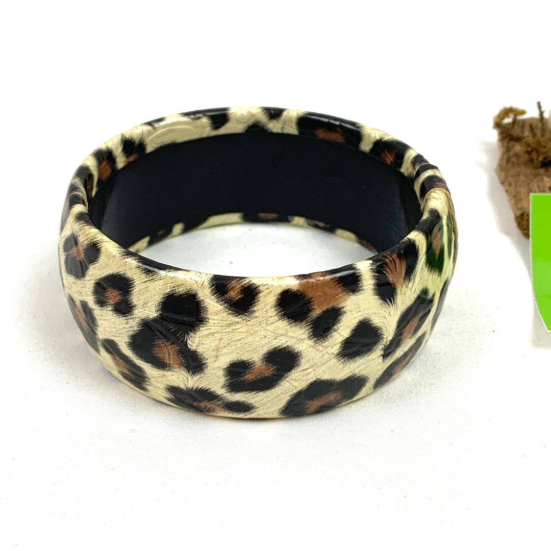 Vintage Leopard Print Bangle Bracelet Acrylic Lucite Bengle ...
