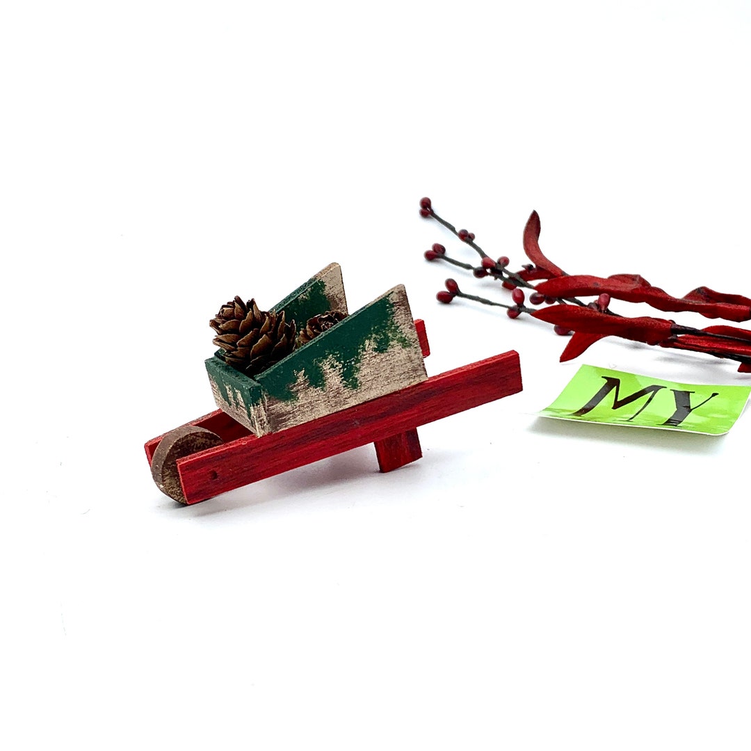 Vintage Handmade Dollhouse Christmas Wheelbarrow With Pinecones - Etsy