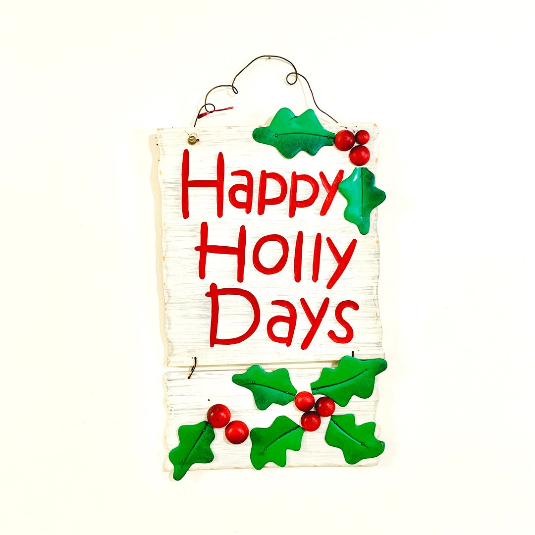 Vintage Rustic Wooden 'happy Holly Days' Christmas Sign - Etsy