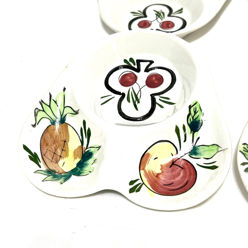 Vintage Ceramic 3 Part Divided Dishes Ashtray Fruit Spades - Etsy