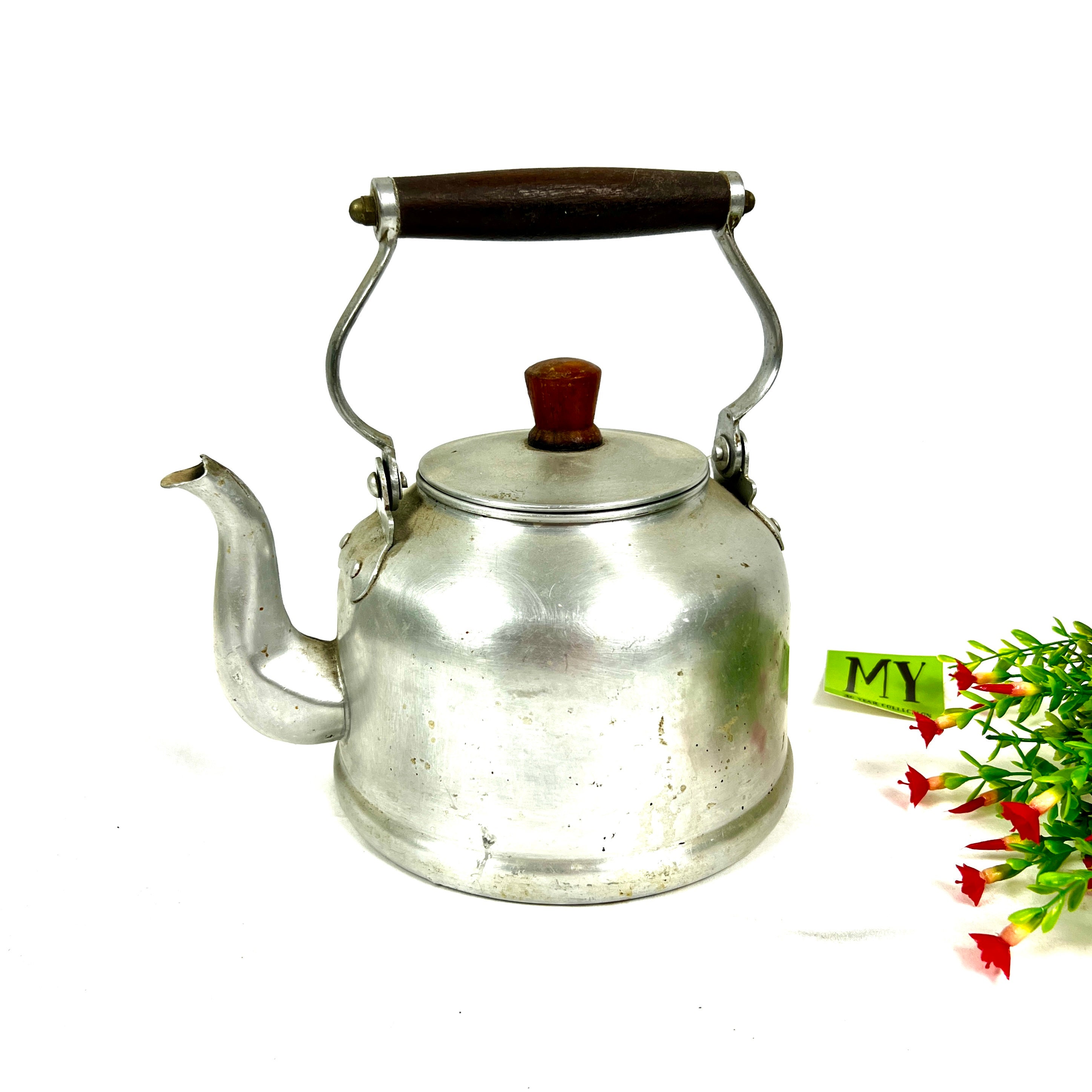 Vintage Aluminum Tea Kettle With Wooden Handle Madi in Taiwan - Etsy