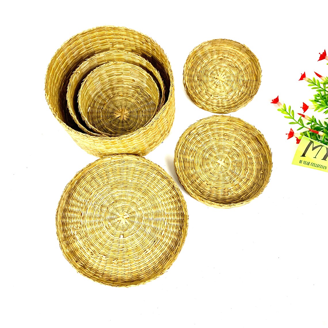 Vintage Set of Three Nesting Straw Woven Storage Containers - Etsy