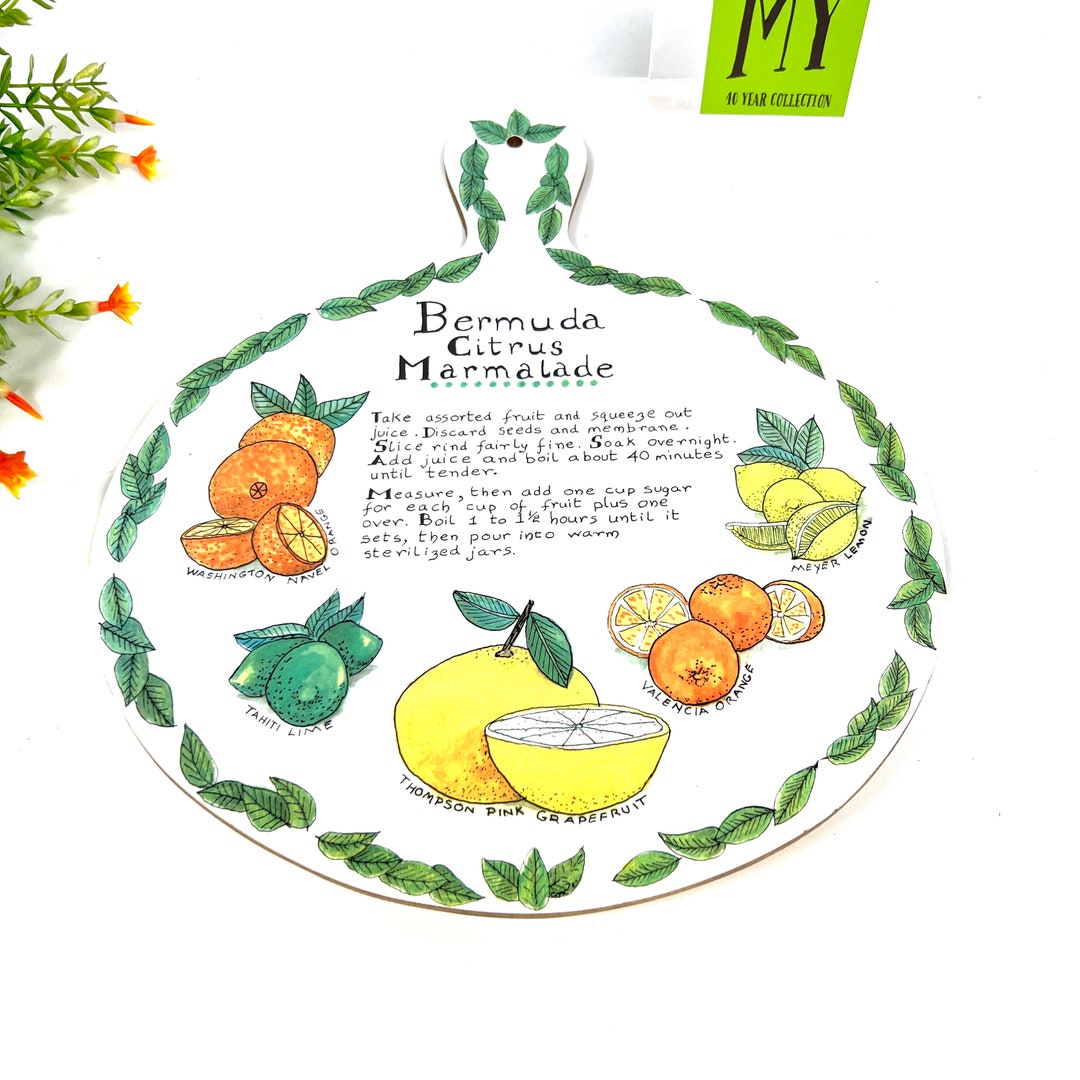 Vintage Kitchen Wall Decor - Bermuda Citrus Marmalade Recipe Wooden ...