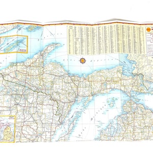 Vintage Foldout Road Map - Shell Gasoline Road Map of Michigan ...
