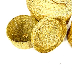 Vintage Set of Three Nesting Straw Woven Storage Containers - Etsy