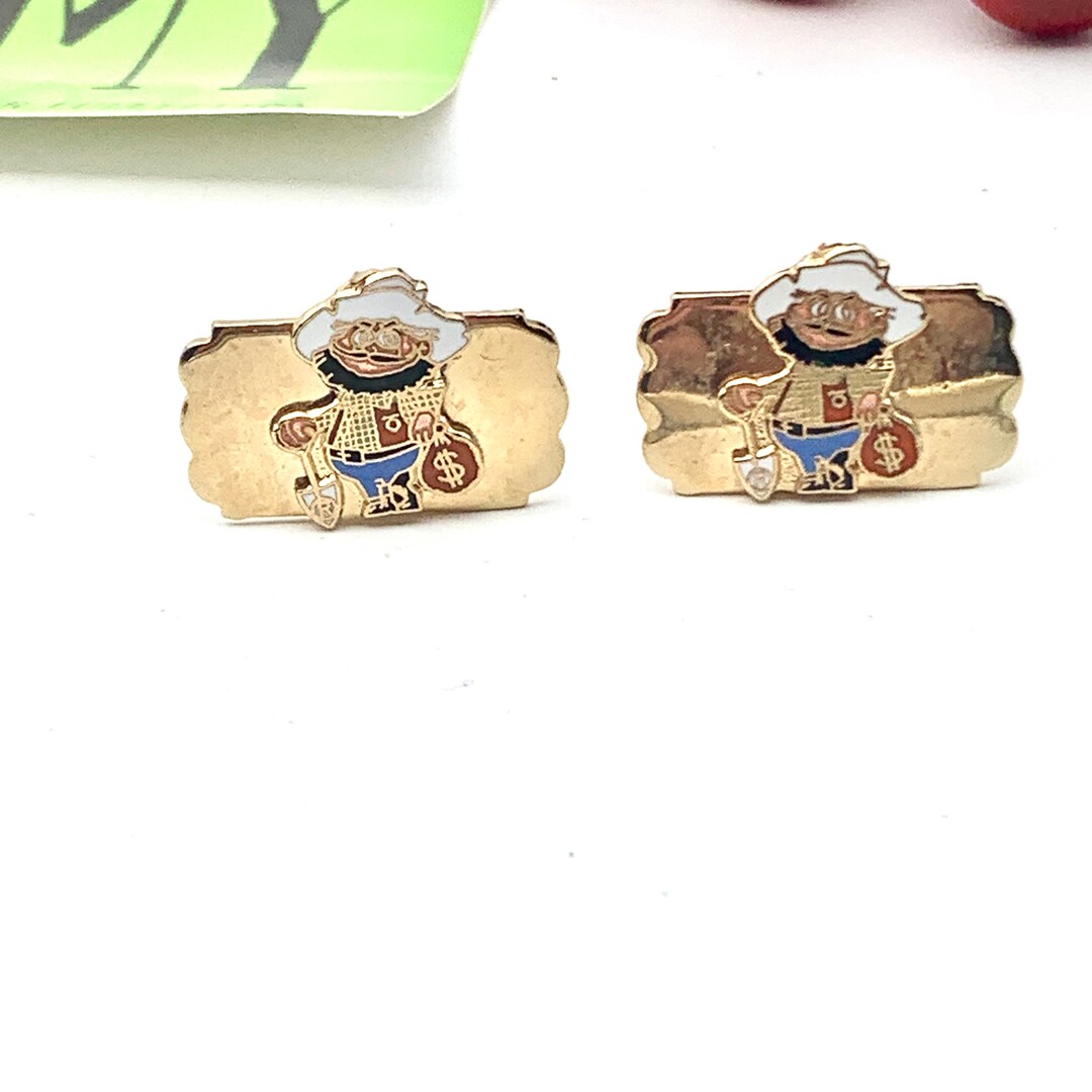 Vintage Gold Tone Cowboy Cufflinks: Animated Character, Fun Western ...