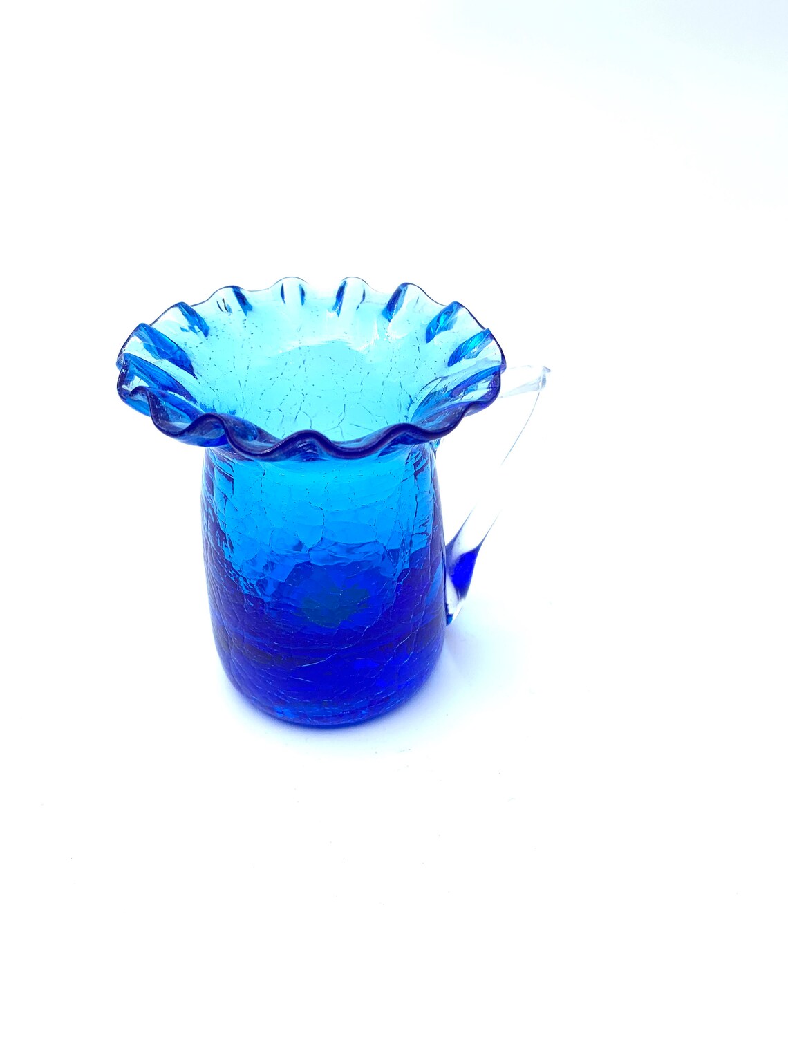Vintage Cobal Blue Pilgrim Glass Pitcher Flared Top Chunky - Etsy