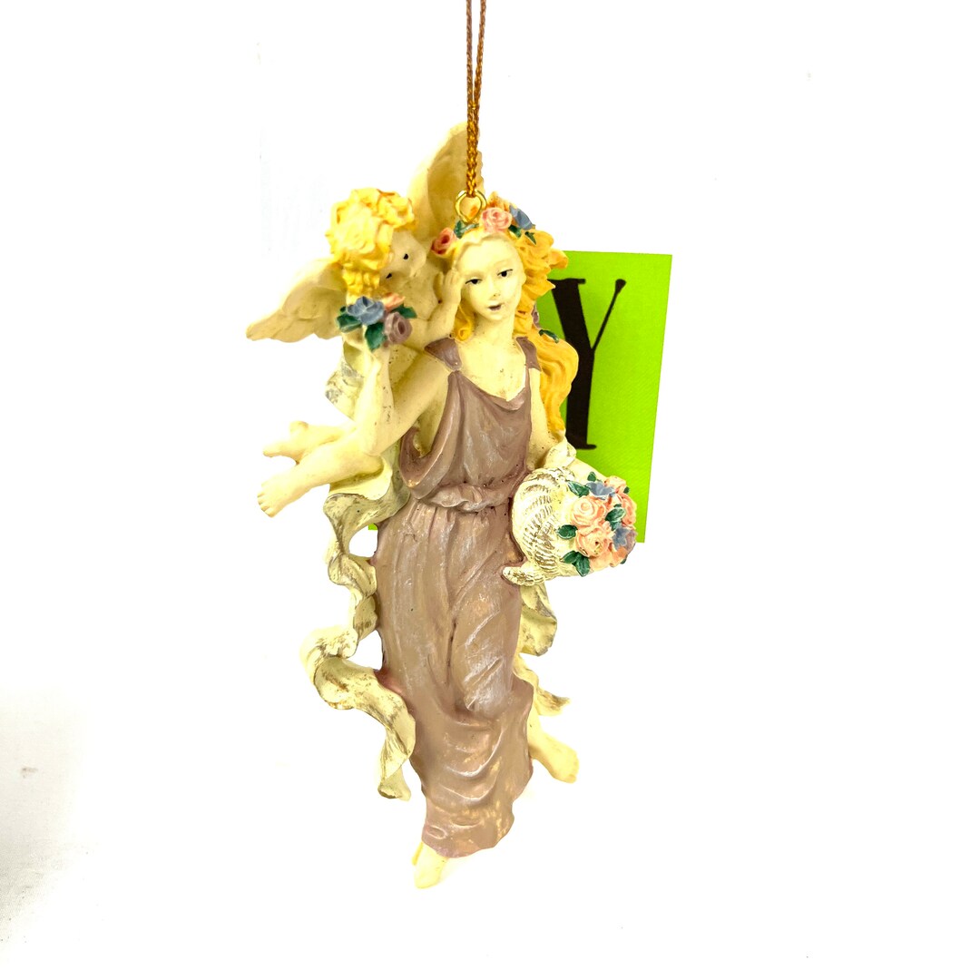 Vintage Ornament Cherub Angel Ornament Resin Goddess With Cherub ...