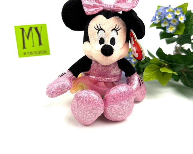 Ty Disney Sparkle Minnie Mouse Beanie Baby Plush With Tag - Etsy