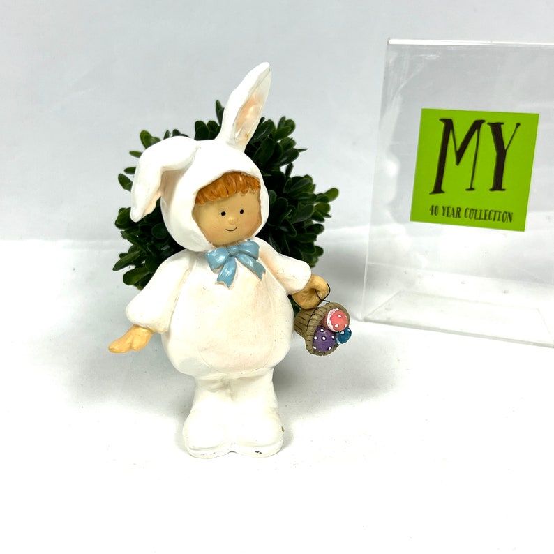 Vintage Easter Figurine Polyresin Girl in White Easter - Etsy