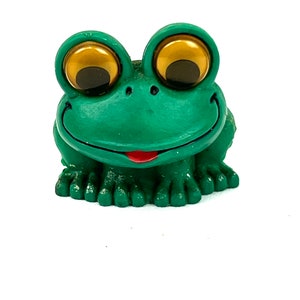 Vintage Mini Toy Frog - Rubber Green Frog With Googley Eyes - Tiny Frog ...