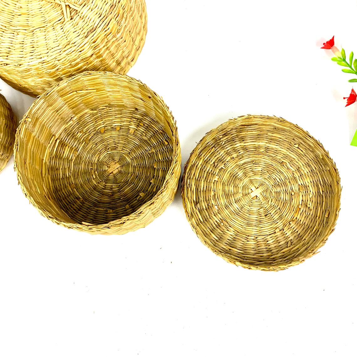 Vintage Set of Three Nesting Straw Woven Storage Containers - Etsy