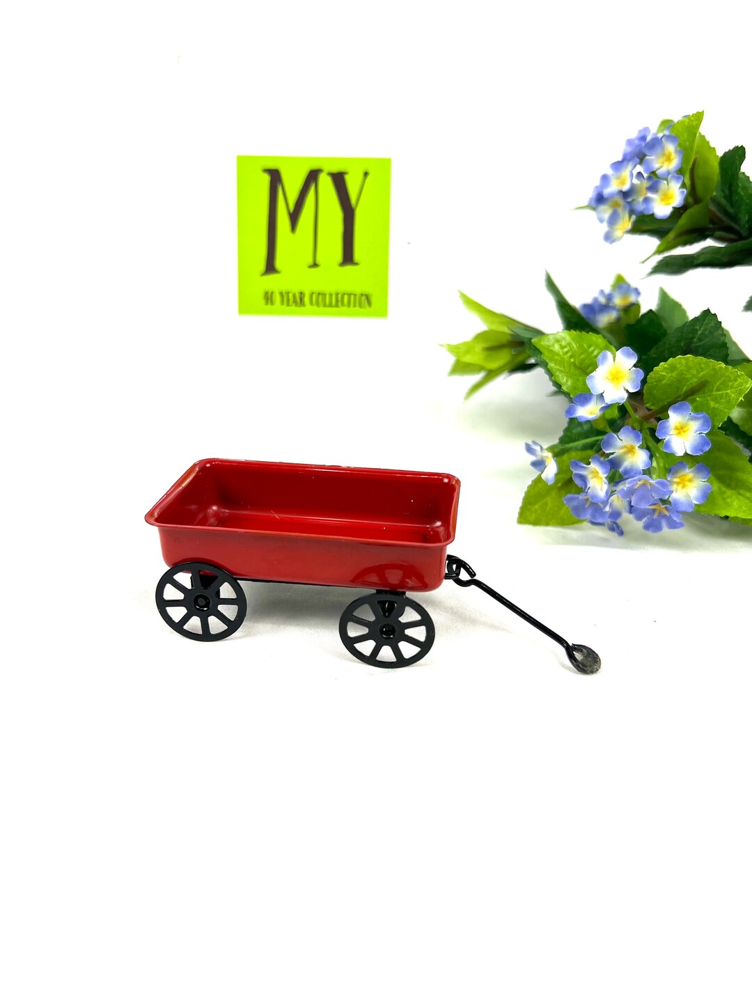 Vintage Miniature - Red Mini Metal Wagon With Pulley Handle - Dollhouse ...
