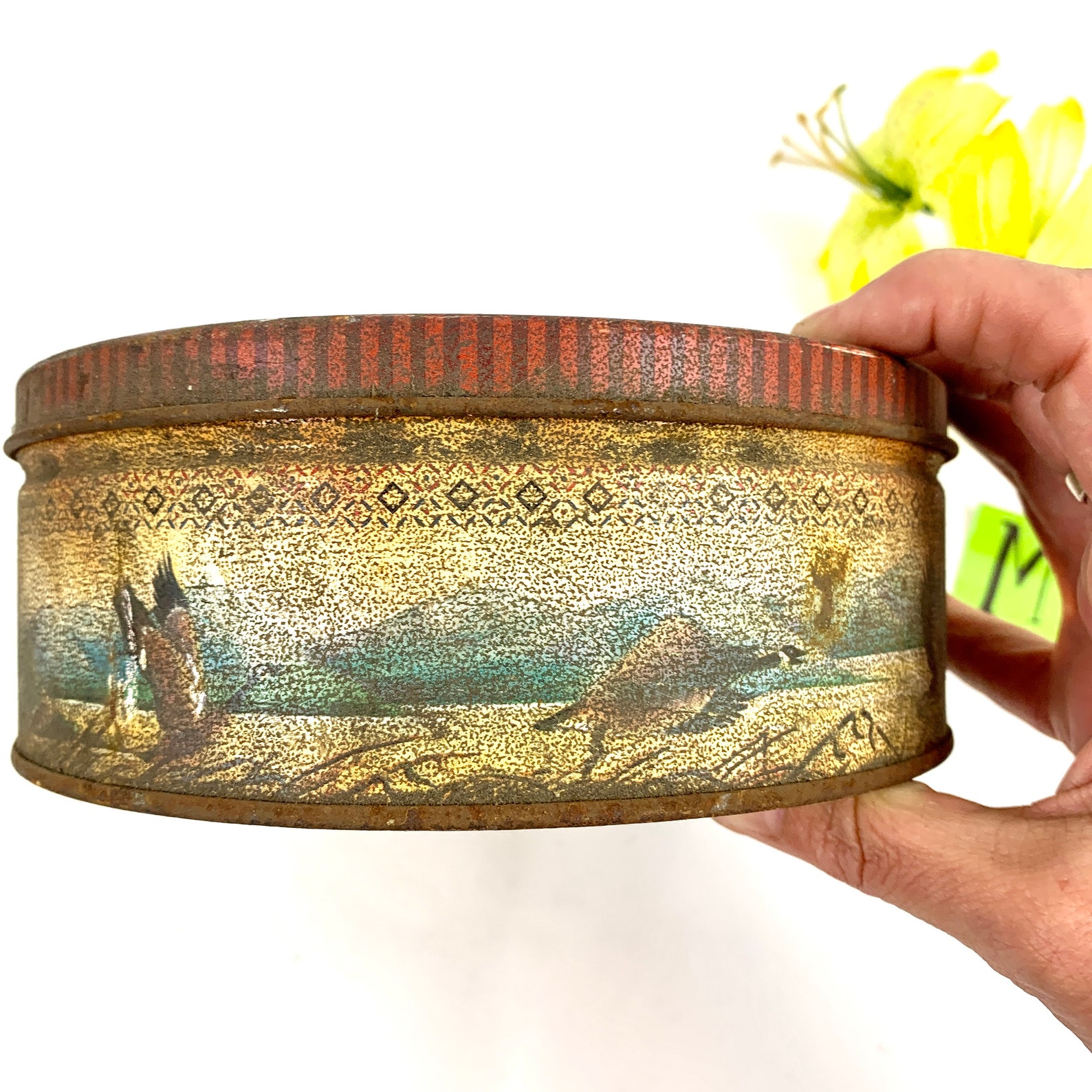 Vintage Aged and Rusty Decorative Round Tin Canisters Two - Etsy