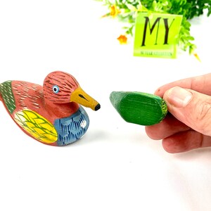 Vintage Pair of Mini Handcarved Wooden Duck Figurines Folk Art ...