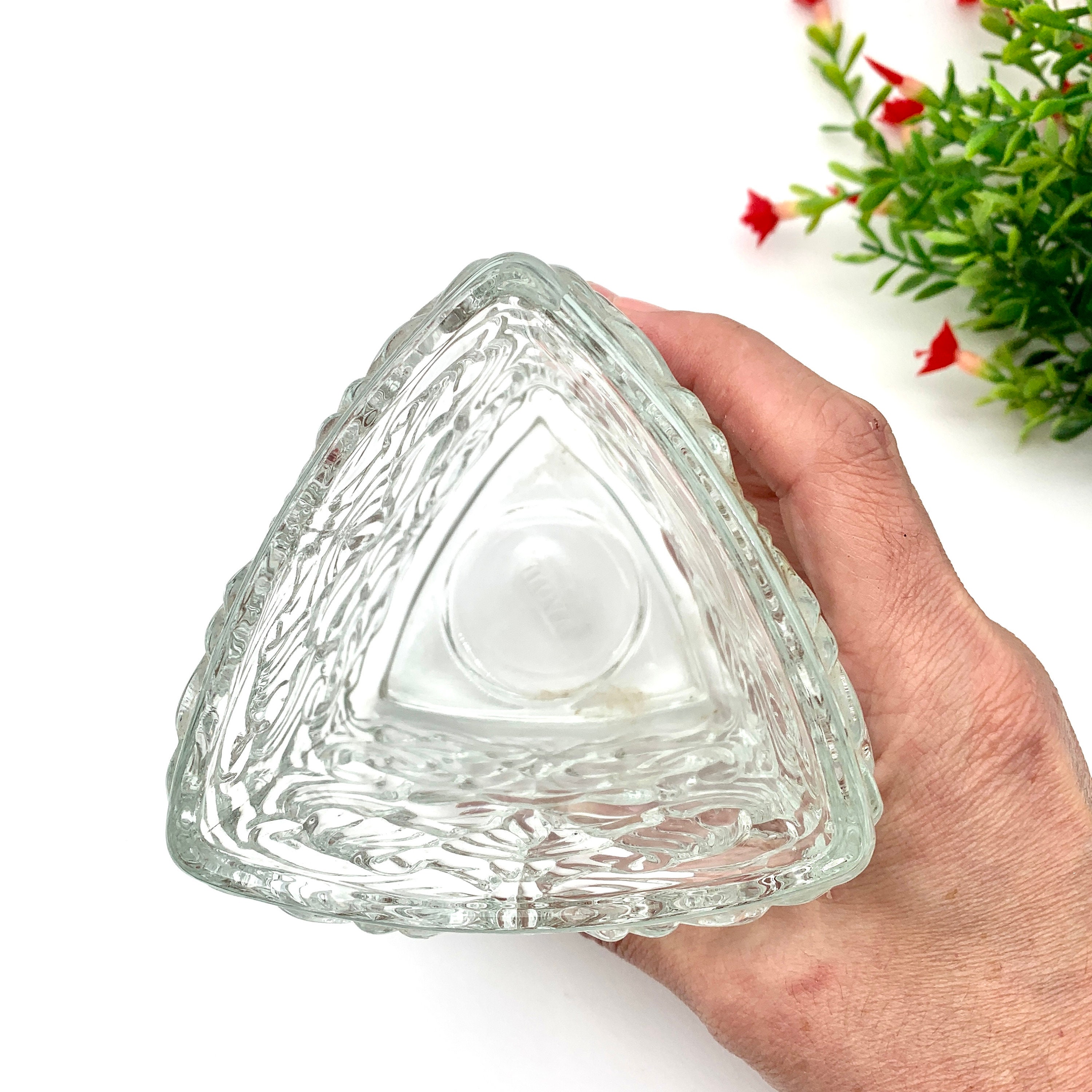 Vintage Avon Crystal Collection Embossed Triangle Votive | Etsy