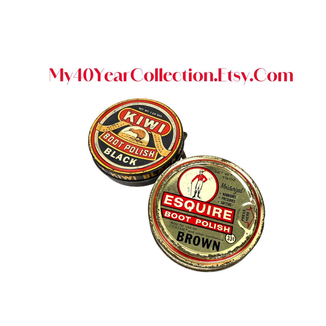 Vintage Boot Polish Cans - CHOOSE - Esquire Brown Boot Polish or Kiwi ...