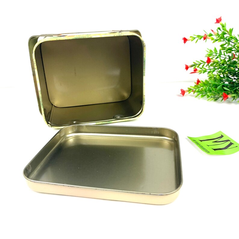 Vintage Square Two Hinged Handle Tin Box Bunnny Family With - Etsy