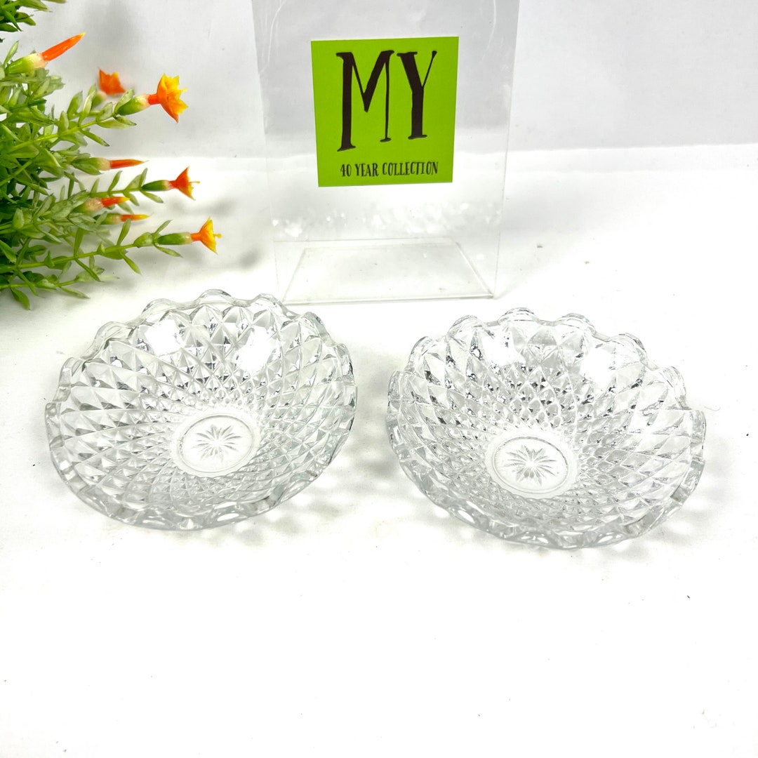 Vintage Fastoria American Clear Jelly Dishes - Cube Motif - Starburst ...