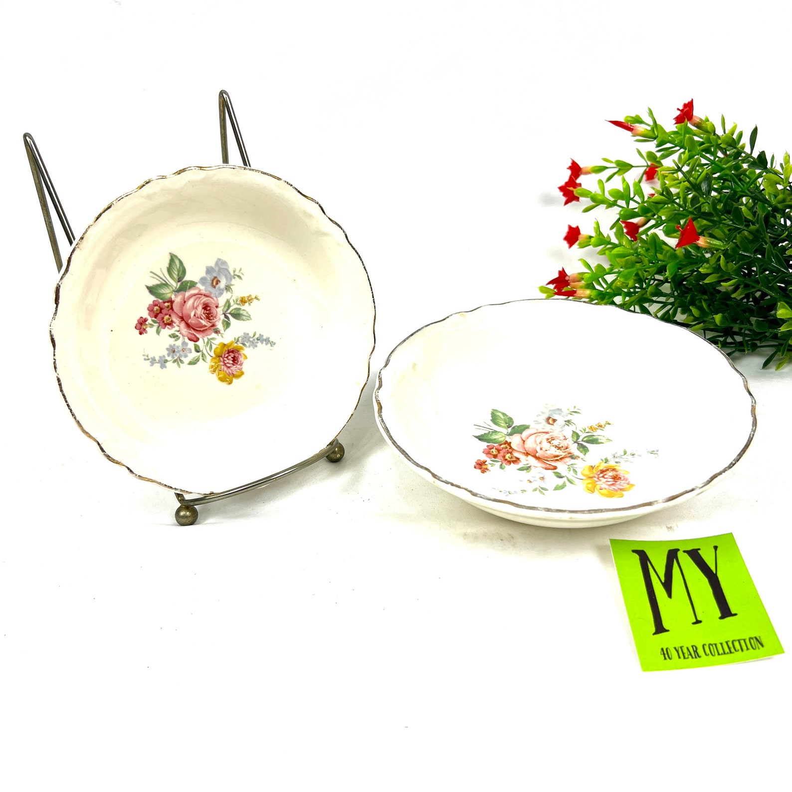 Vintage Pair of SCIO Hazel Bowls Ironstone Flowers Scalloped - Etsy