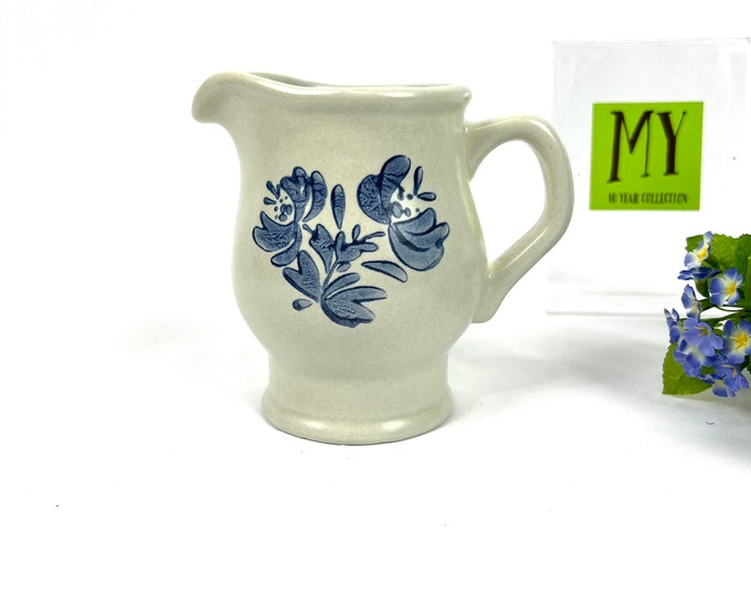 Vintage Stoneware Creamer - Pfaltzgraff Yorktowne - Blue Floral Motif ...