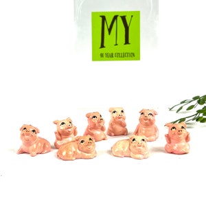 Vintage Mini Pig Figurines - 4 Pc Set of 2 - Cute Piggy Toy Figures ...